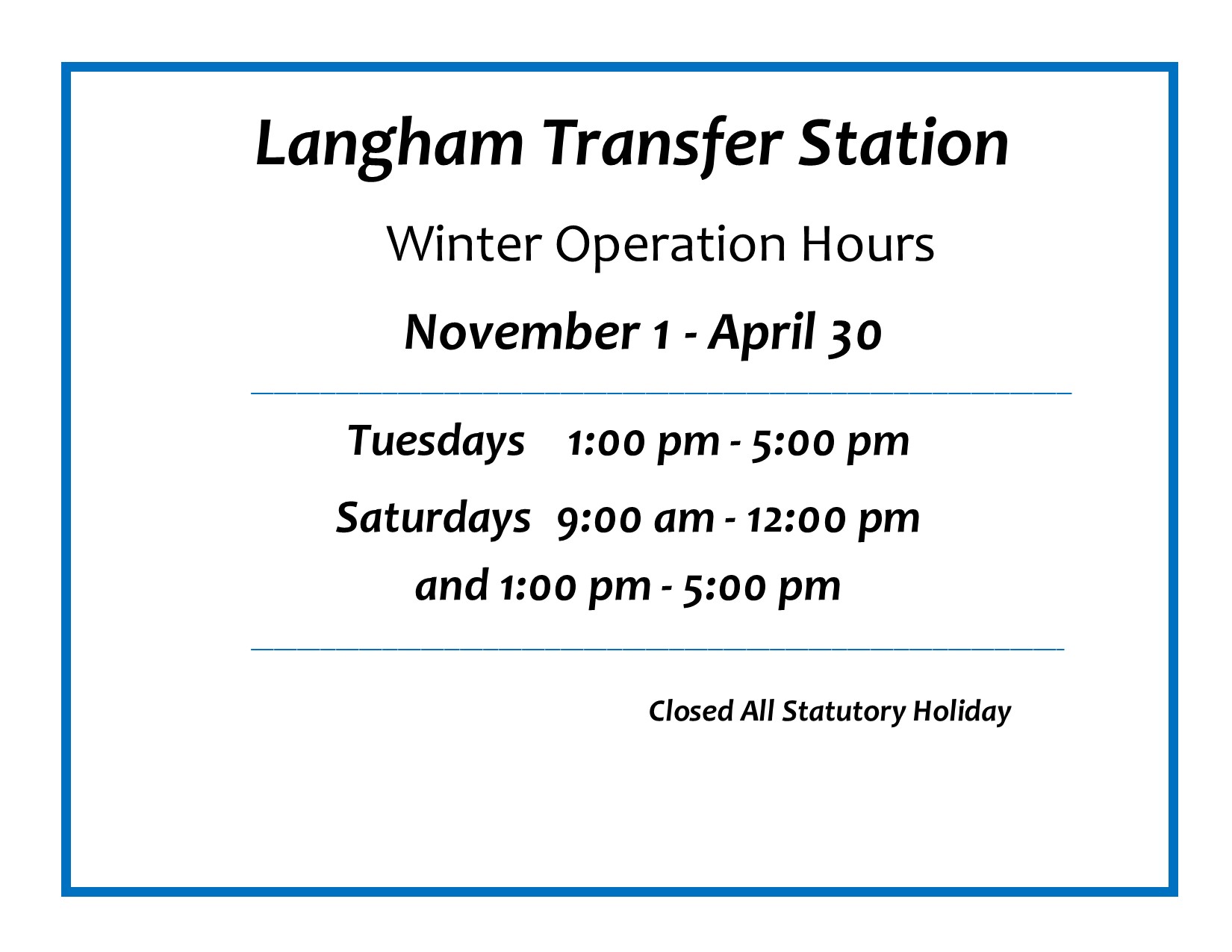 Langham Transfer Station – Town of Langham